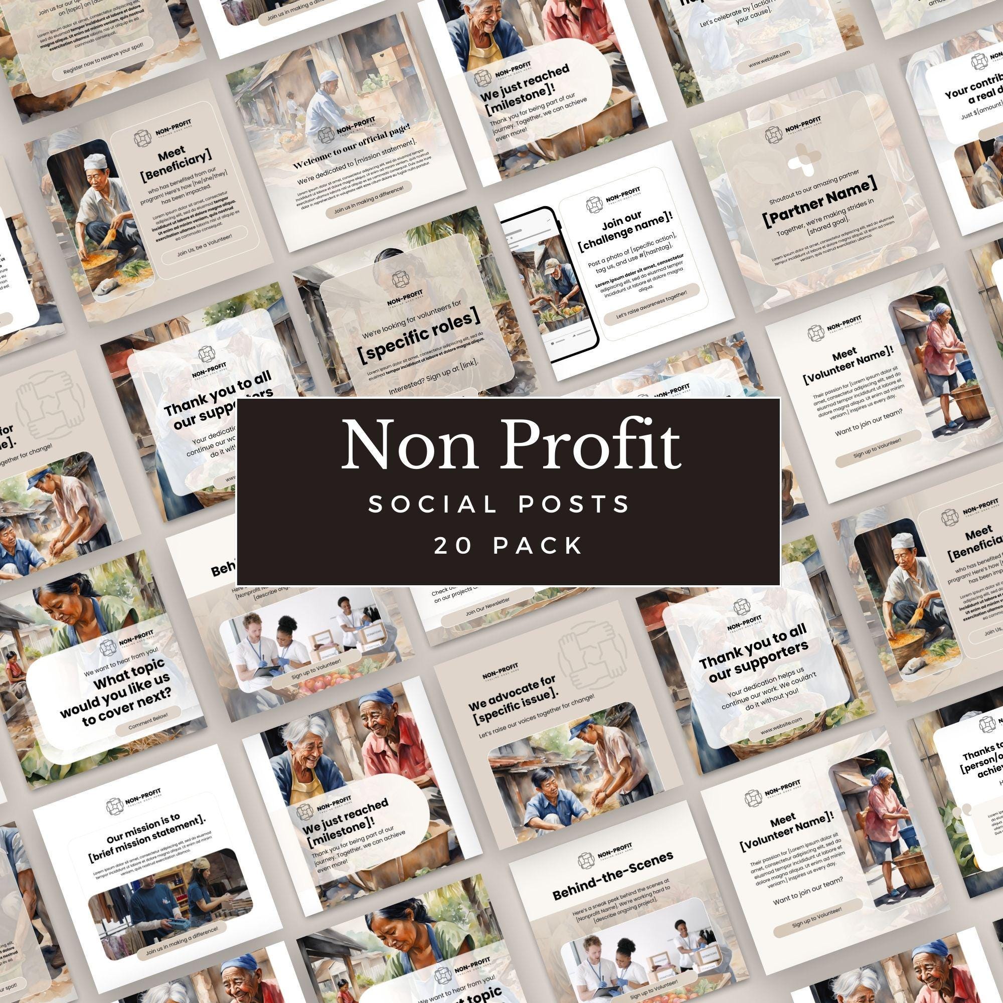 Non Profit Social Media Post Templates for Charity Instagram Volunteer ...