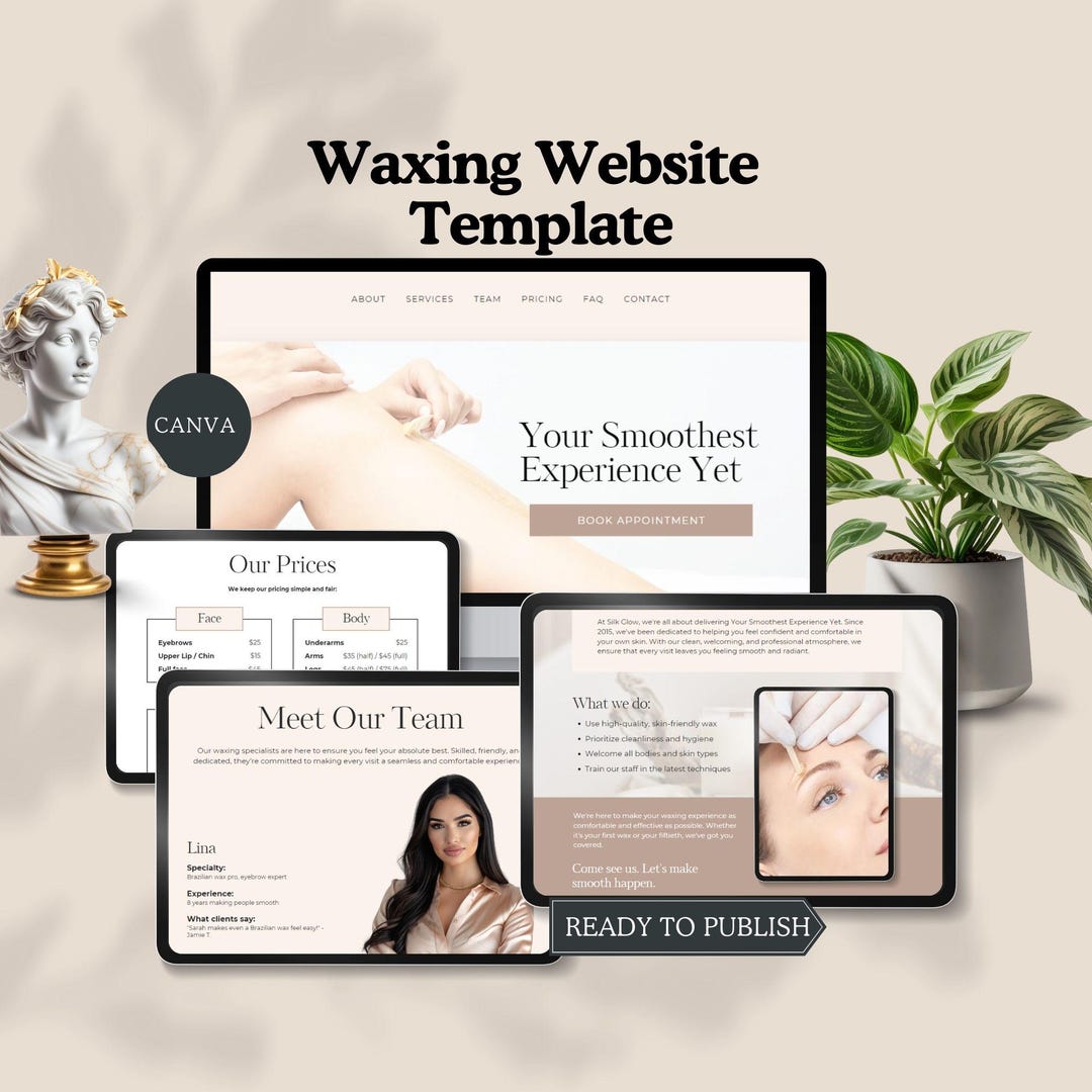 Waxing Website Template Wax Salon Beauty Med Spa Web Site Canva ...