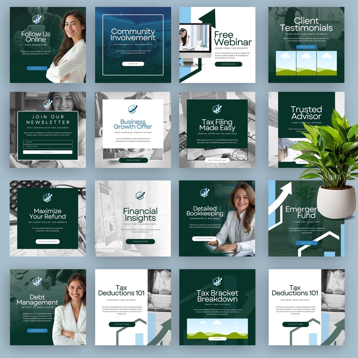 Accounting and Bookkeeping Social Media Templates Tax Accountant Social ...