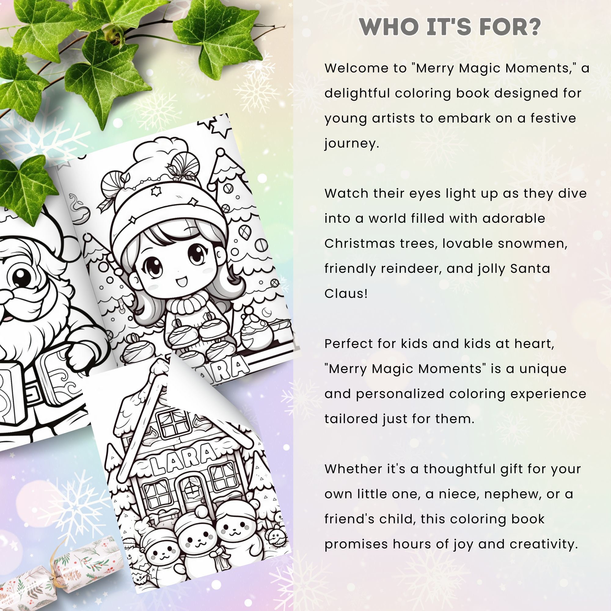 Personalized Name Coloring Page Christmas Custom Kids Color - Etsy