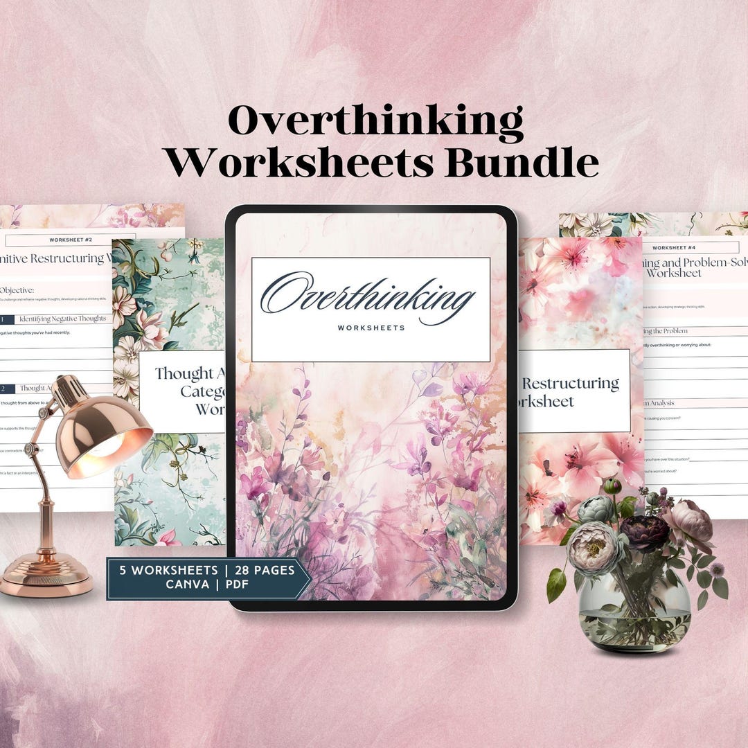 Overthinking Worksheets Teen Anxiety Workbook Coping Skill Journal ...