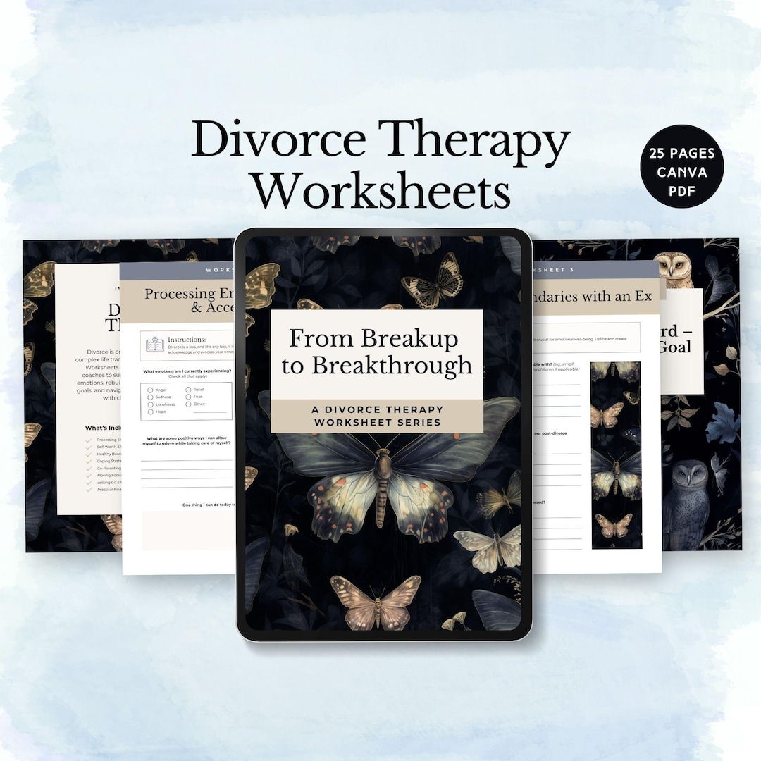Divorce Therapy Worksheets Marriage Breakup Coping Journal Boundary ...