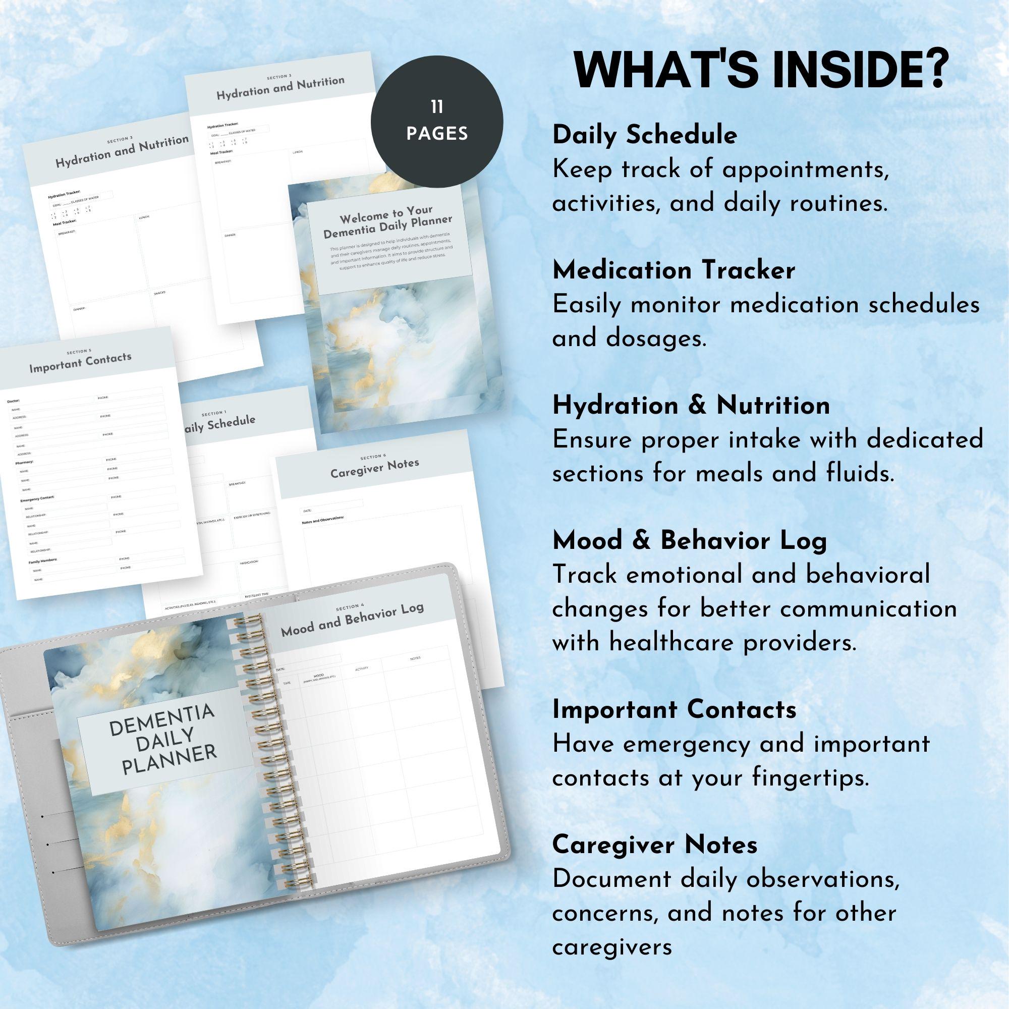 Dementia Planner Dementia Daily Routine Plan for Dementia Care Giver ...