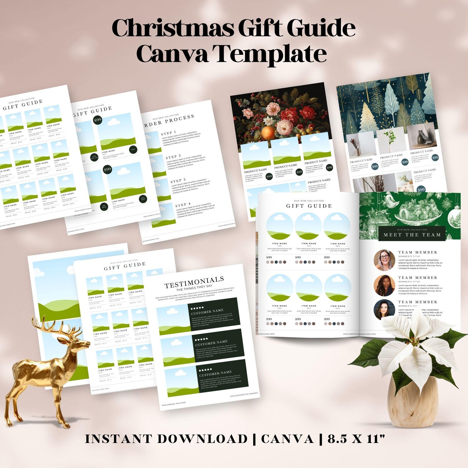 Holiday Gift Guide Template Christmas Product Catalog Digital Xmas Gift ...