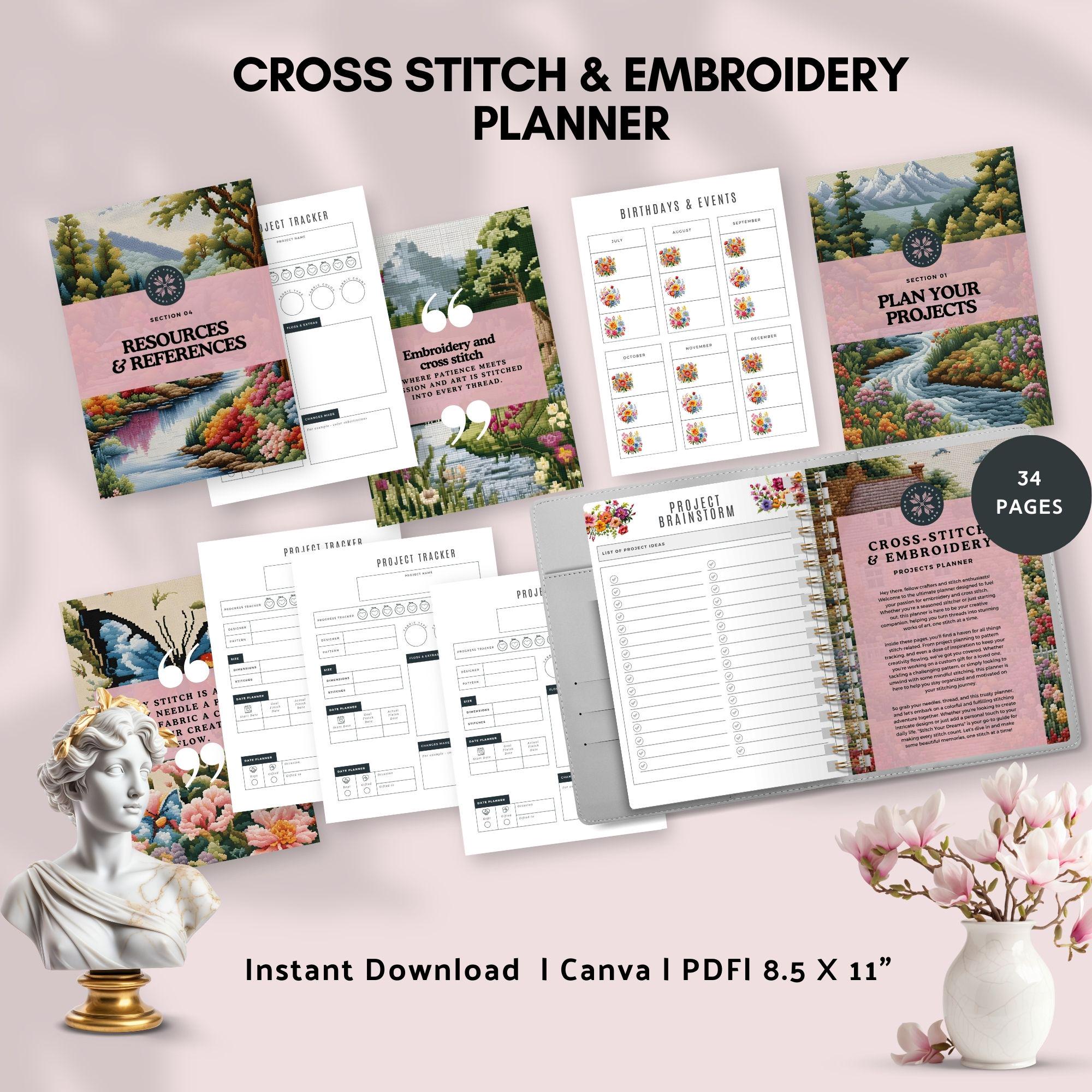 Cross Stitch Planner Pdf Diy Cross-stitch and Embroidery Planner Pages ...