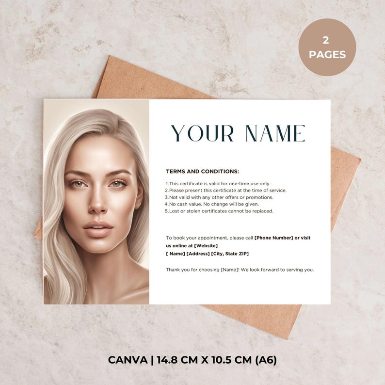 Esthetician Gift Certificate Beauty Voucher Skincare Treatment ...