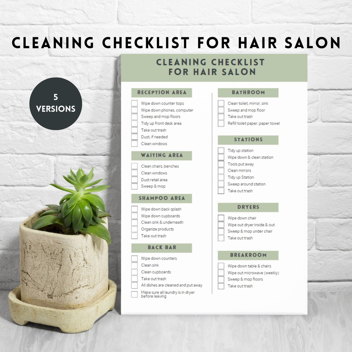 Cleaning Checklist Hair Salon Cleaning Schedule Janitorial Cleaning ...