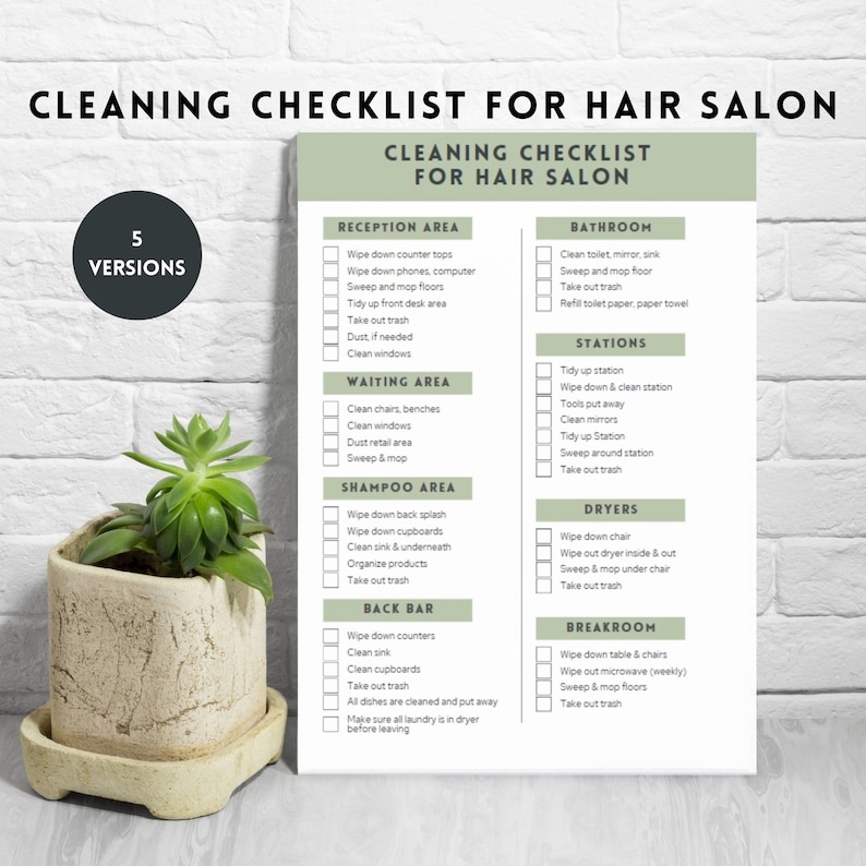 Cleaning Checklist Hair Salon Cleaning Schedule Janitorial Cleaning ...