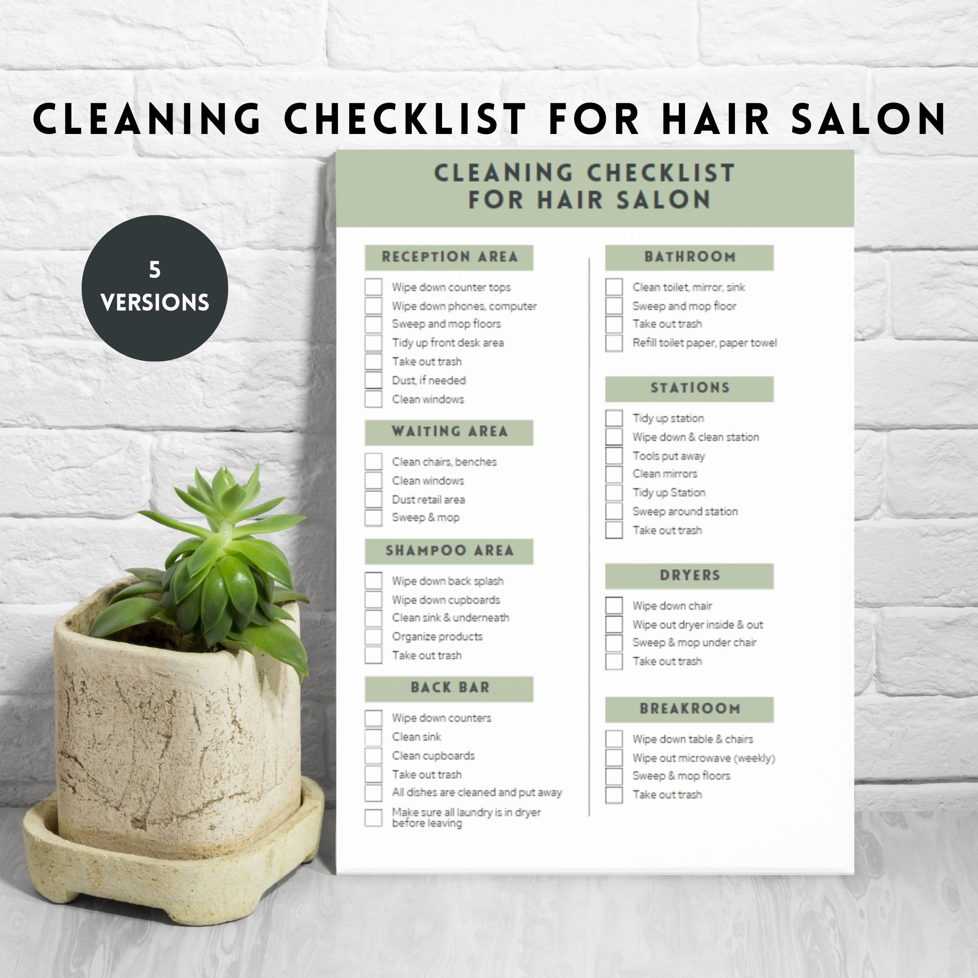 Cleaning Checklist Hair Salon Cleaning Schedule Janitorial Cleaning ...