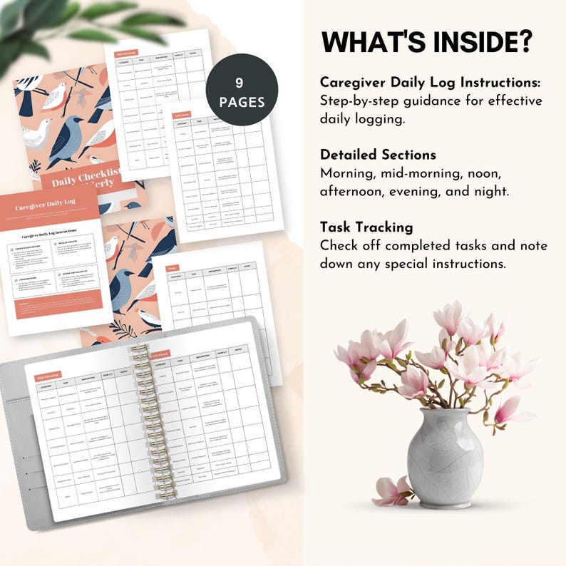 Daily Checklist for Elderly Caregiver Journal Senior Care Daily Tasks ...