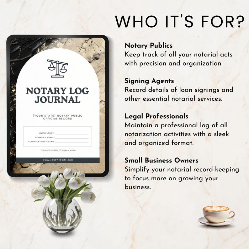 Printable Notary Journal Template Notary Public Journal Pages Notary ...
