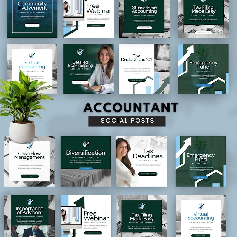 Accounting and Bookkeeping Social Media Templates Tax Accountant Social ...