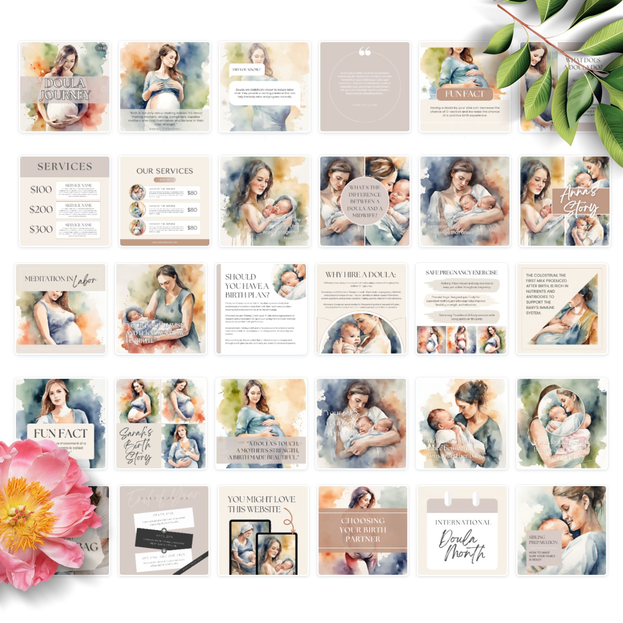 Doula Instagram Post Template Birth Doula Business Canva Social Media ...
