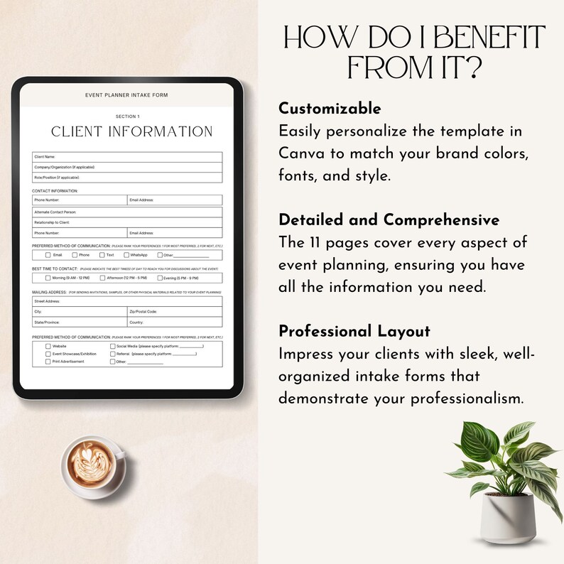 Event Planner Intake Form Canva Template Event Organizer Service ...