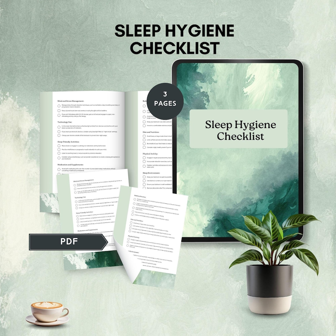 Sleep Hygiene Checklist Sleep Tracker Printable Bedtime Diary Improve ...