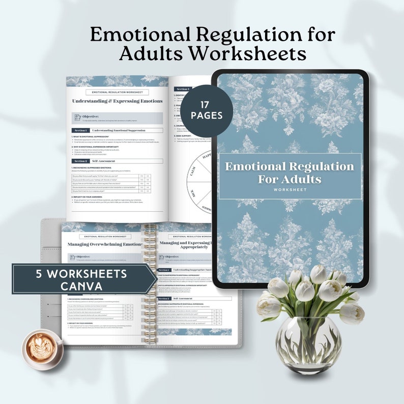 Emotional Regulation for Adults Worksheet Canva Template Anxiety Relief ...