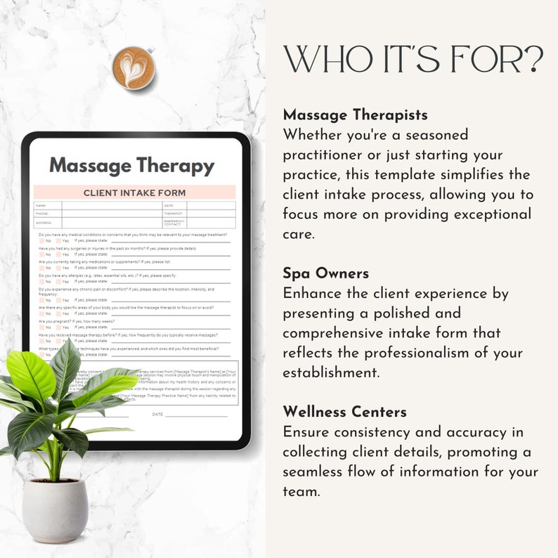 Client Intake Form Massage Therapy Intake Form Esthetician Massage Therapist Template Informed ...