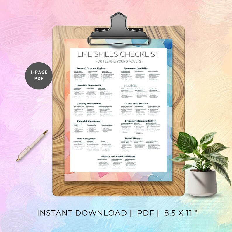 Life Skills Checklist Life Prep List Practical Kids Life Skills ...