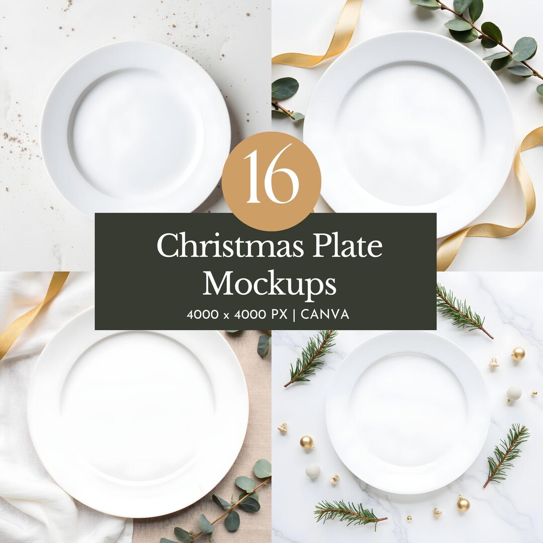 Christmas Plate Mockup Santa Claus White Plate Display Reindeer Cookie ...