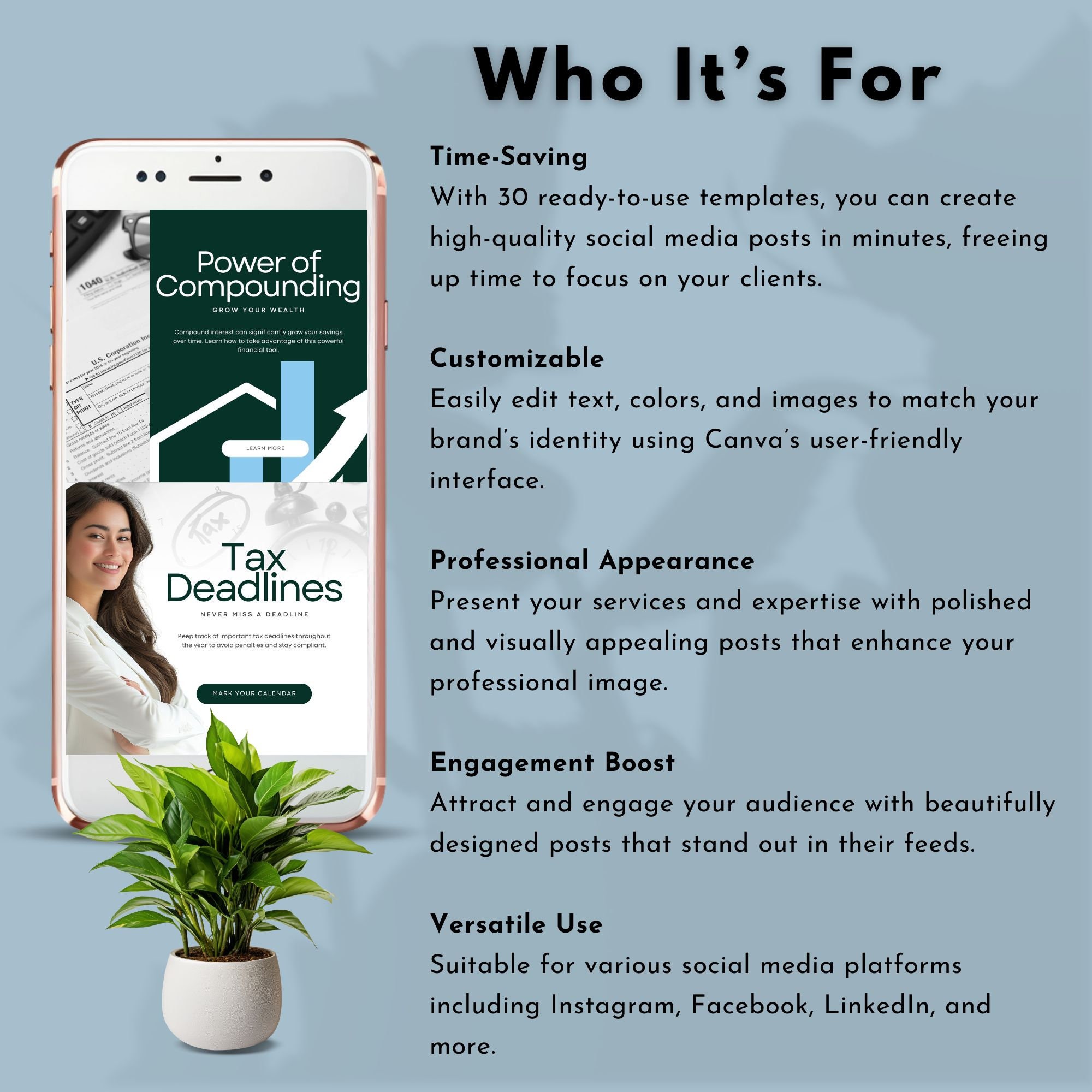 Accounting and Bookkeeping Social Media Templates Tax Accountant Social ...