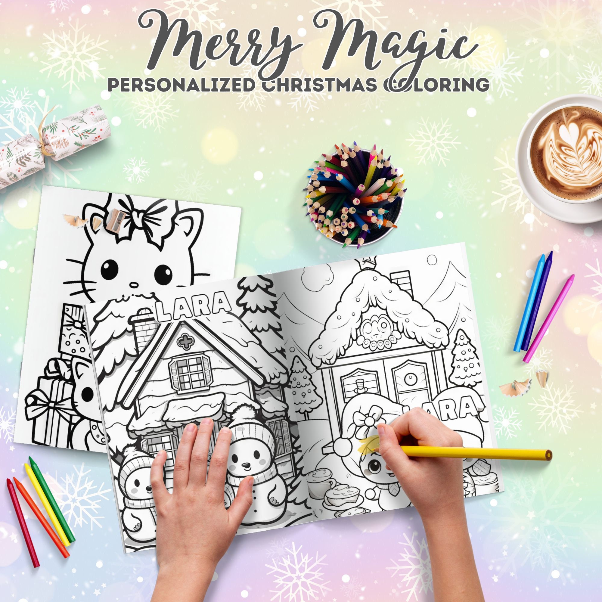 Personalized Name Coloring Page Christmas Custom Kids Color - Etsy