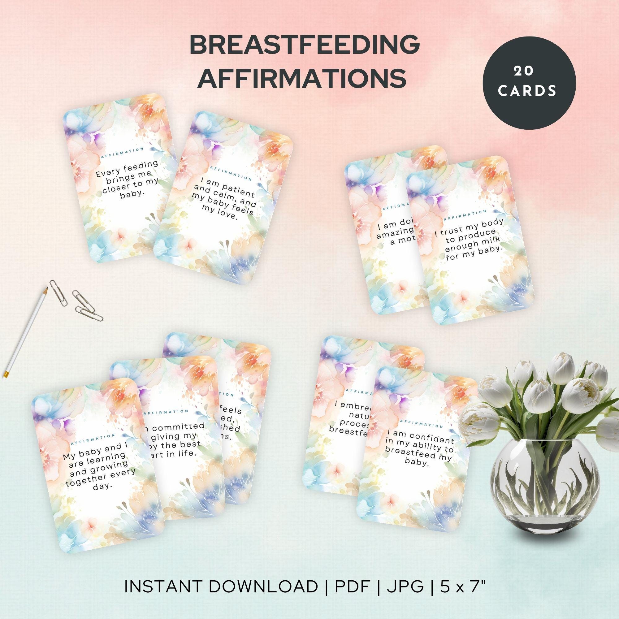 Breastfeeding Affirmation Cards for New Moms Gift Positive Pregnancy ...