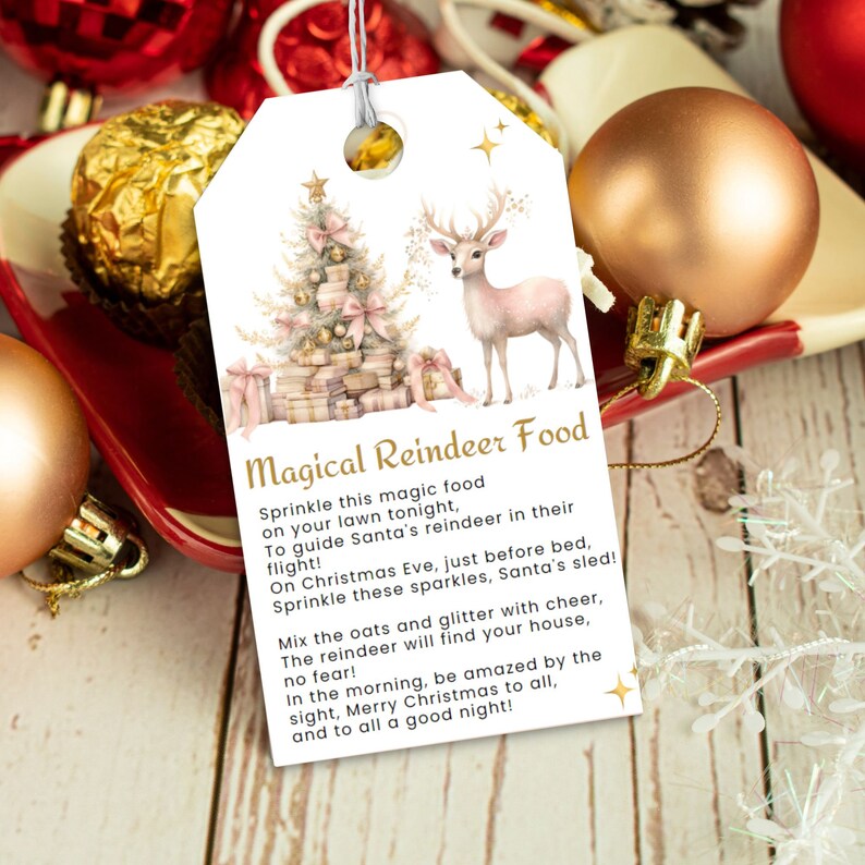 Reindeer Food Printable Pdf Magic Reindeer Food Tag Label for Kids ...