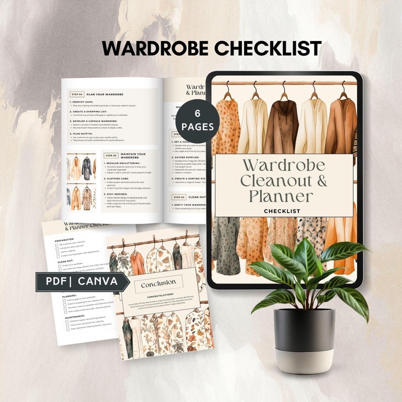 Wardrobe Checklist Closet Declutter Planner Closet Organization ...