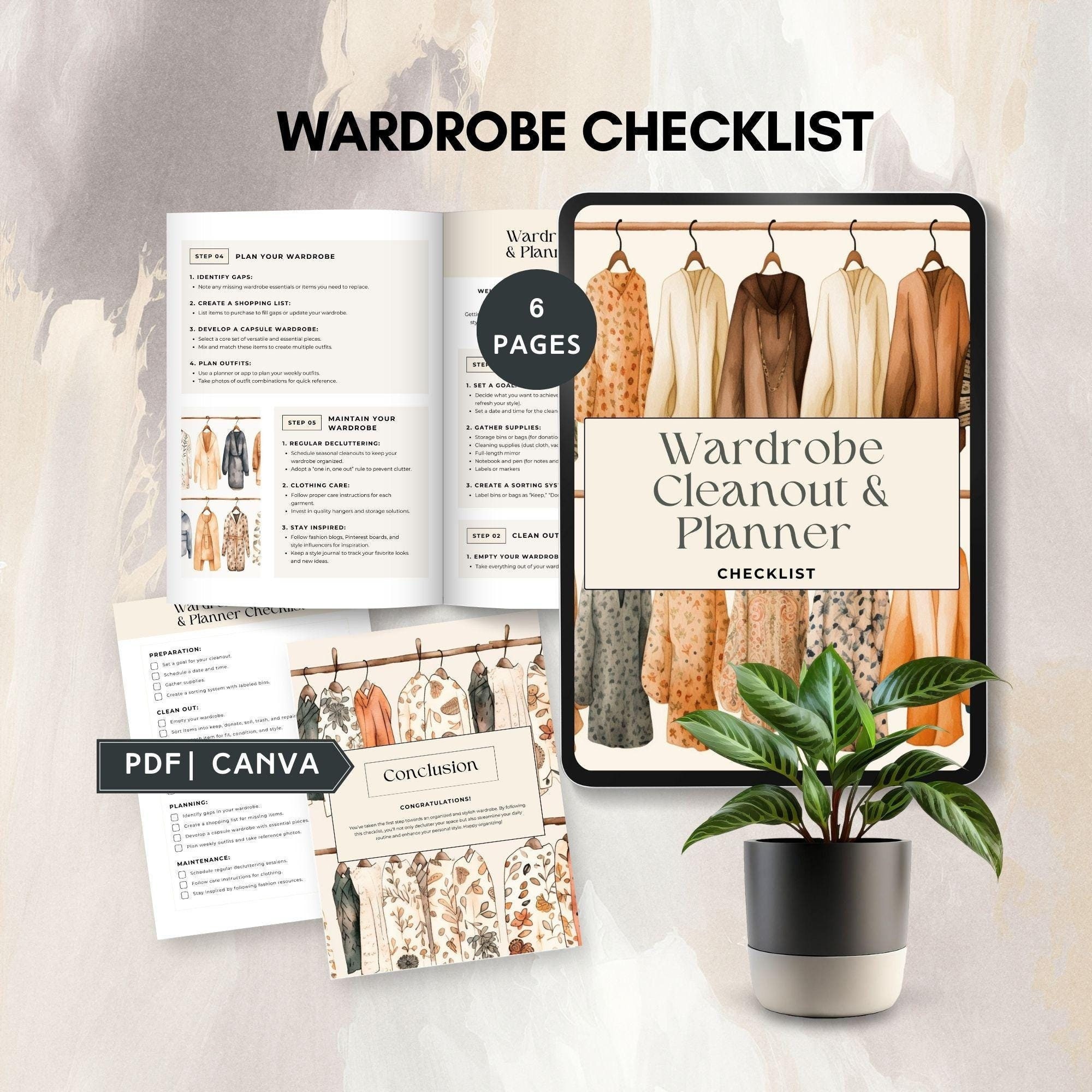 Wardrobe Checklist Closet Declutter Planner Closet Organization ...