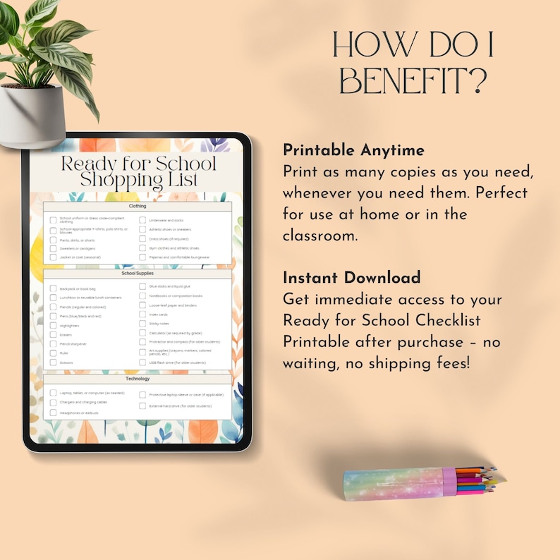 Ready for School Checklist Shopping List Back to School Planner ...