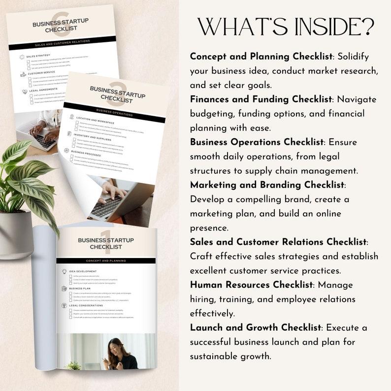 Start up Business Checklist Template Canva Business Startup Planner ...