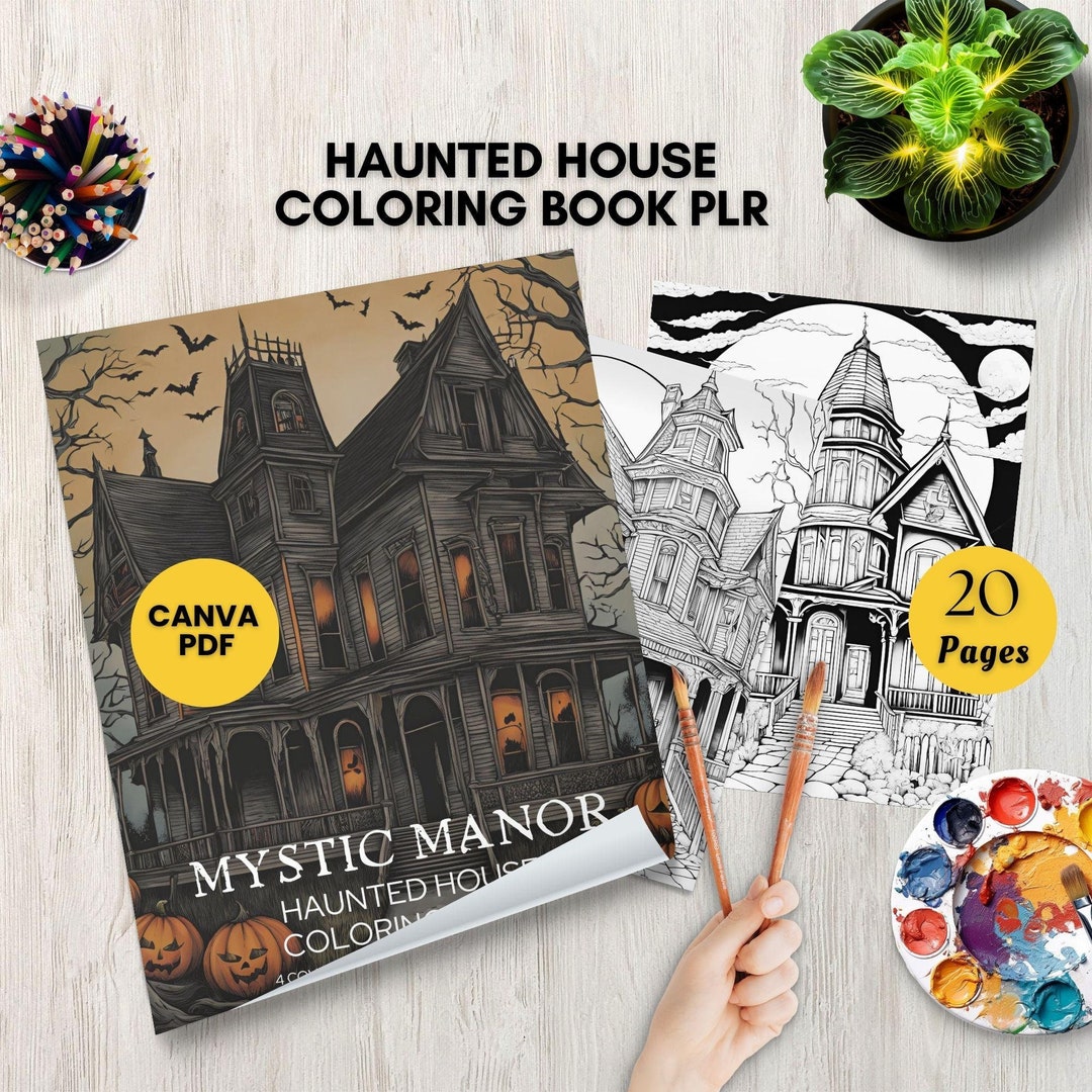 Haunted House Coloring Book for Adult Plr Creepy House Coloring Page ...