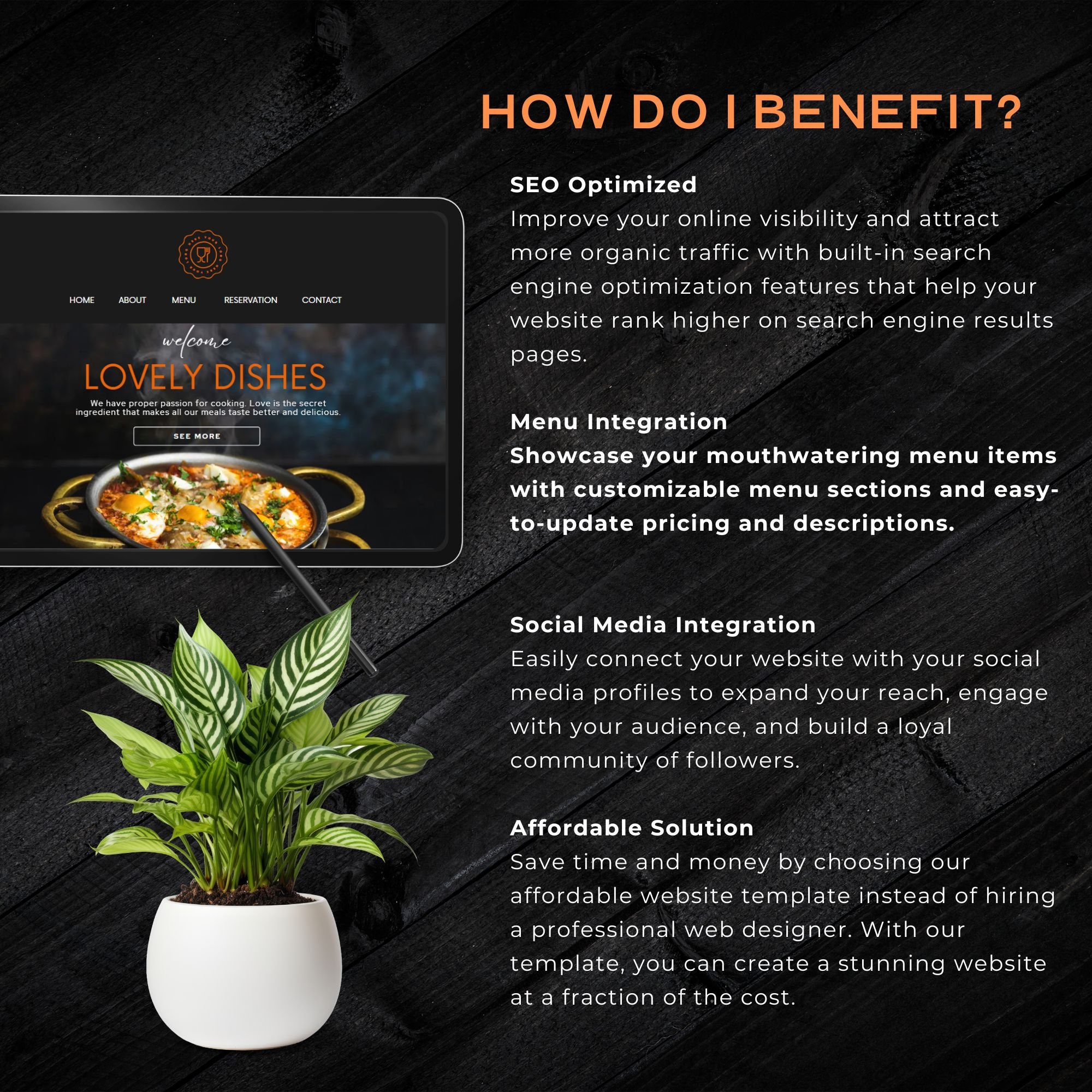 Restaurant Canva Website Template Chef Sales Page Takeaway Food Menu ...