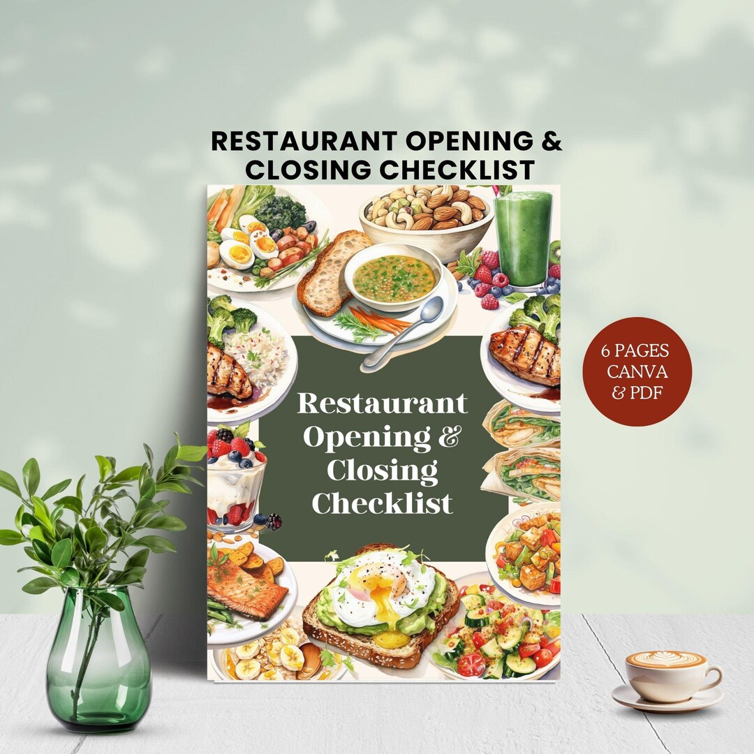 Restaurant Opening and Closing Checklist Resto Manager Organizer Front ...