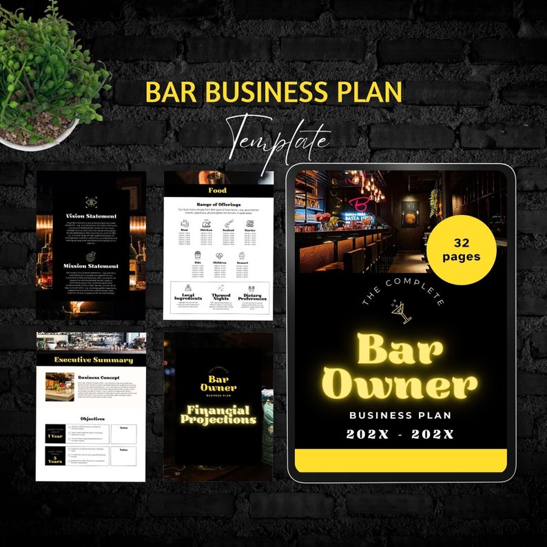 Business Plan Template Bar Nightclub Business Planner Cocktail Lounge ...