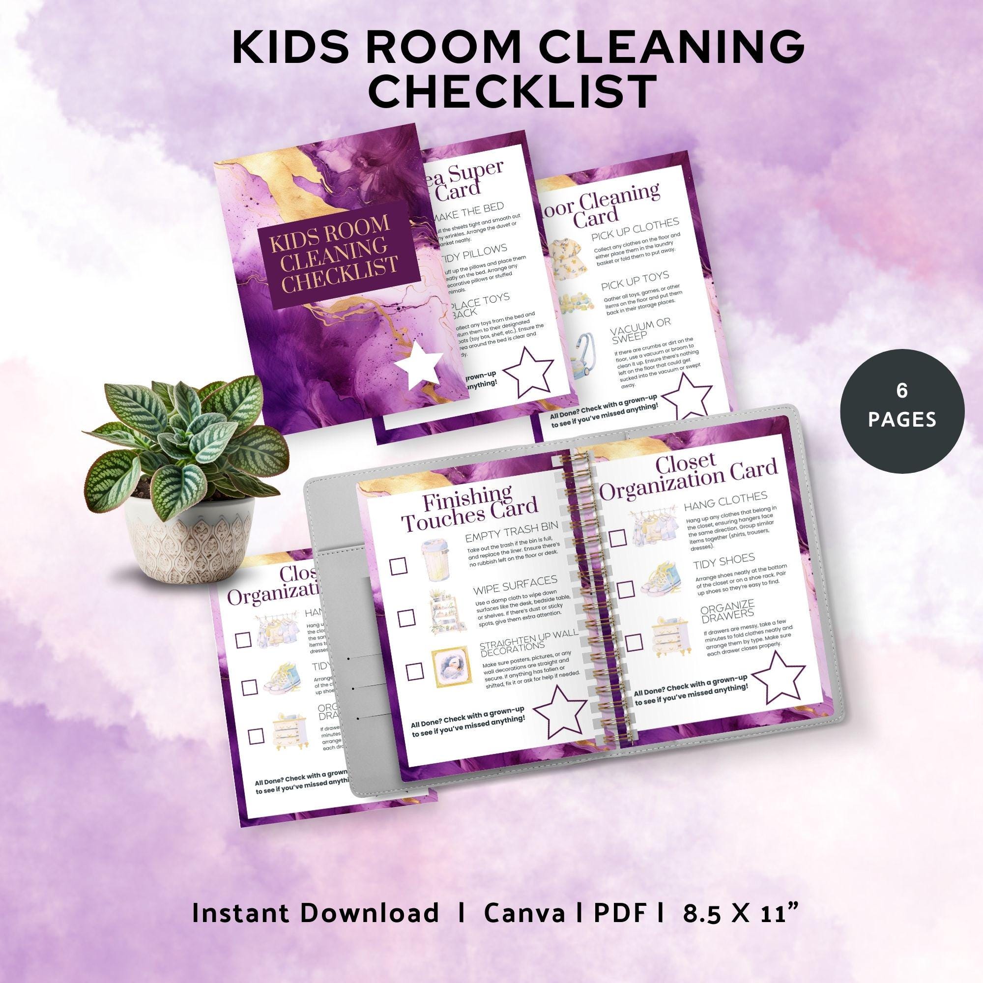 Kids Room Cleaning Checklist Family Organization Printable Kids Chore ...