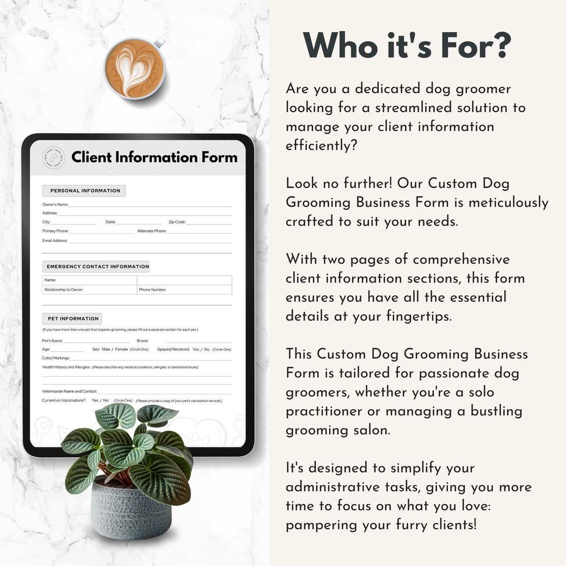 Dog Grooming Business Form Dog Grooming Service Dog Groomer Record Form ...