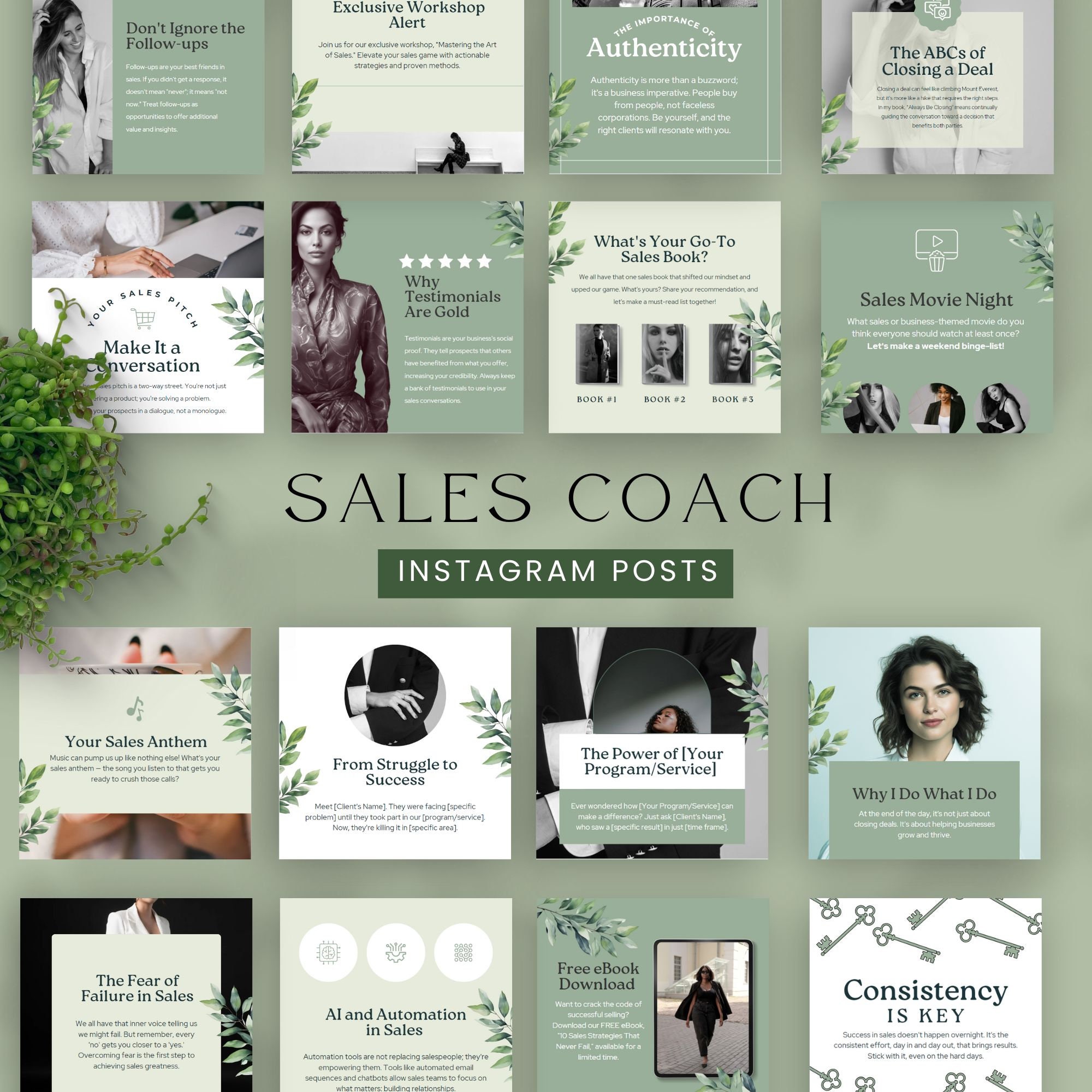 Sales Coach Instagram Posts Canva Template Social Media Marketing ...