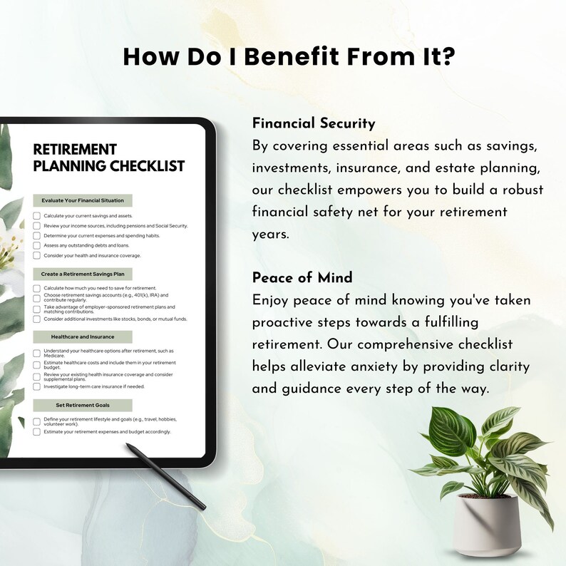 Retirement Checklist Retirement Planner Template Printable Retirement ...