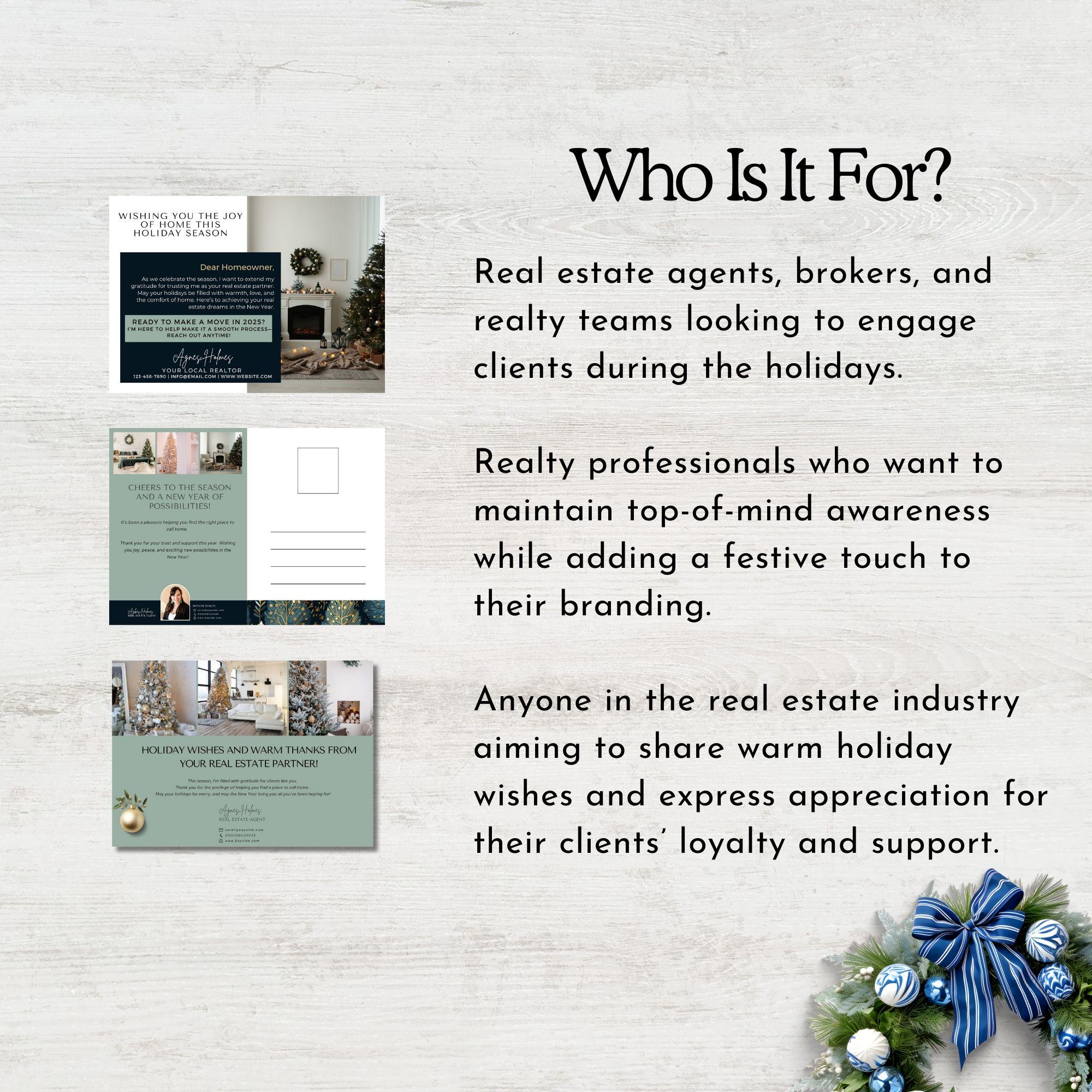 Real Estate Christmas Postcard Personalize Holiday Greeting Card ...