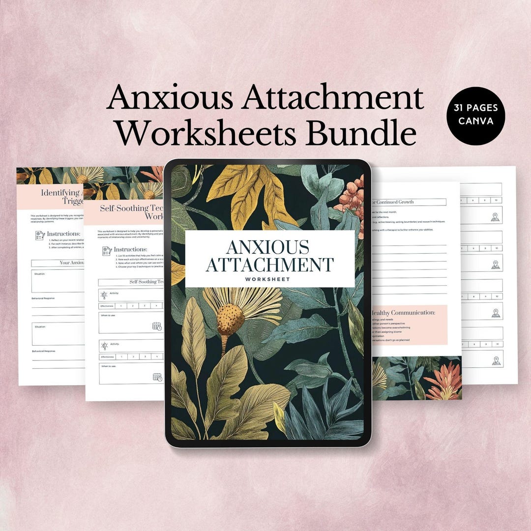 Anxious Attachment Worksheet Couples Therapy Attachment Style Workbook ...