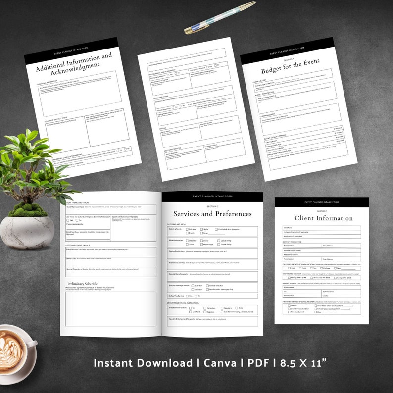 Event Planner Intake Form Canva Template Event Organizer Service ...