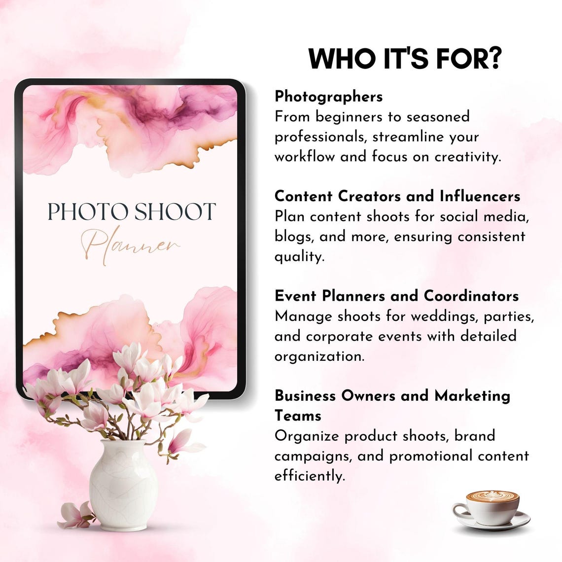 Photo Shoot Planner Template Printable Brand Photoshoot Session Plan ...