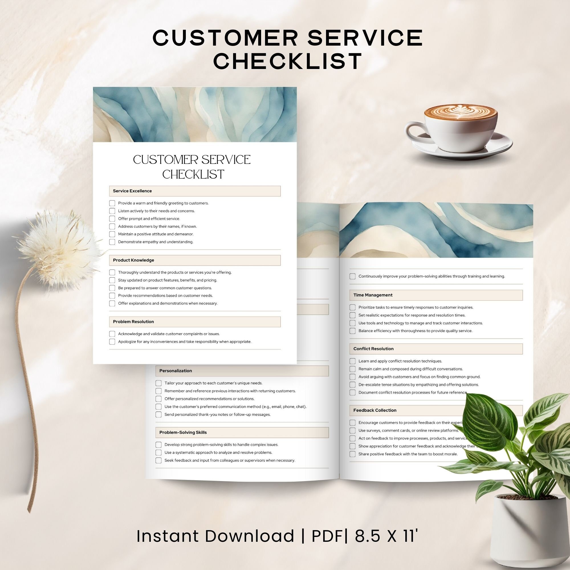Customer Service Checklist Template Canva Boost Business Excellence ...