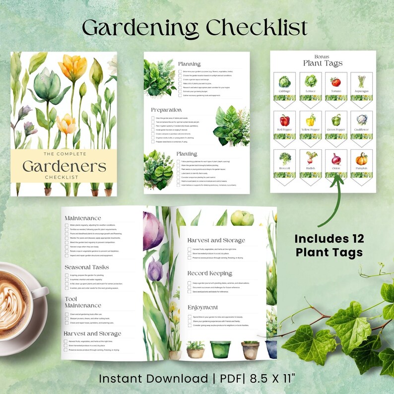 Gardening Checklist Planner Plant Profile Log Book Garden Houseplant ...