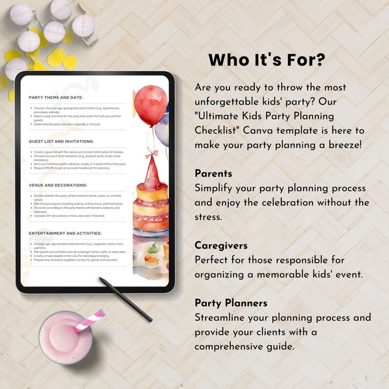 Birthday Party Checklist Kids Event Planner Printable Template Event ...