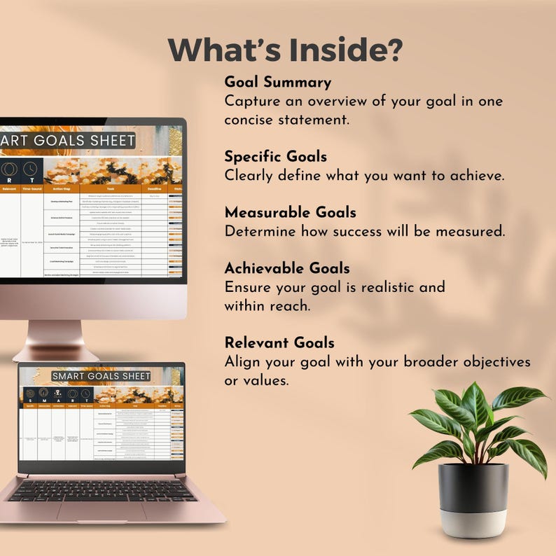 Smart Goal Google Sheet Template Goal Setting Spreadsheet Digital Goal ...
