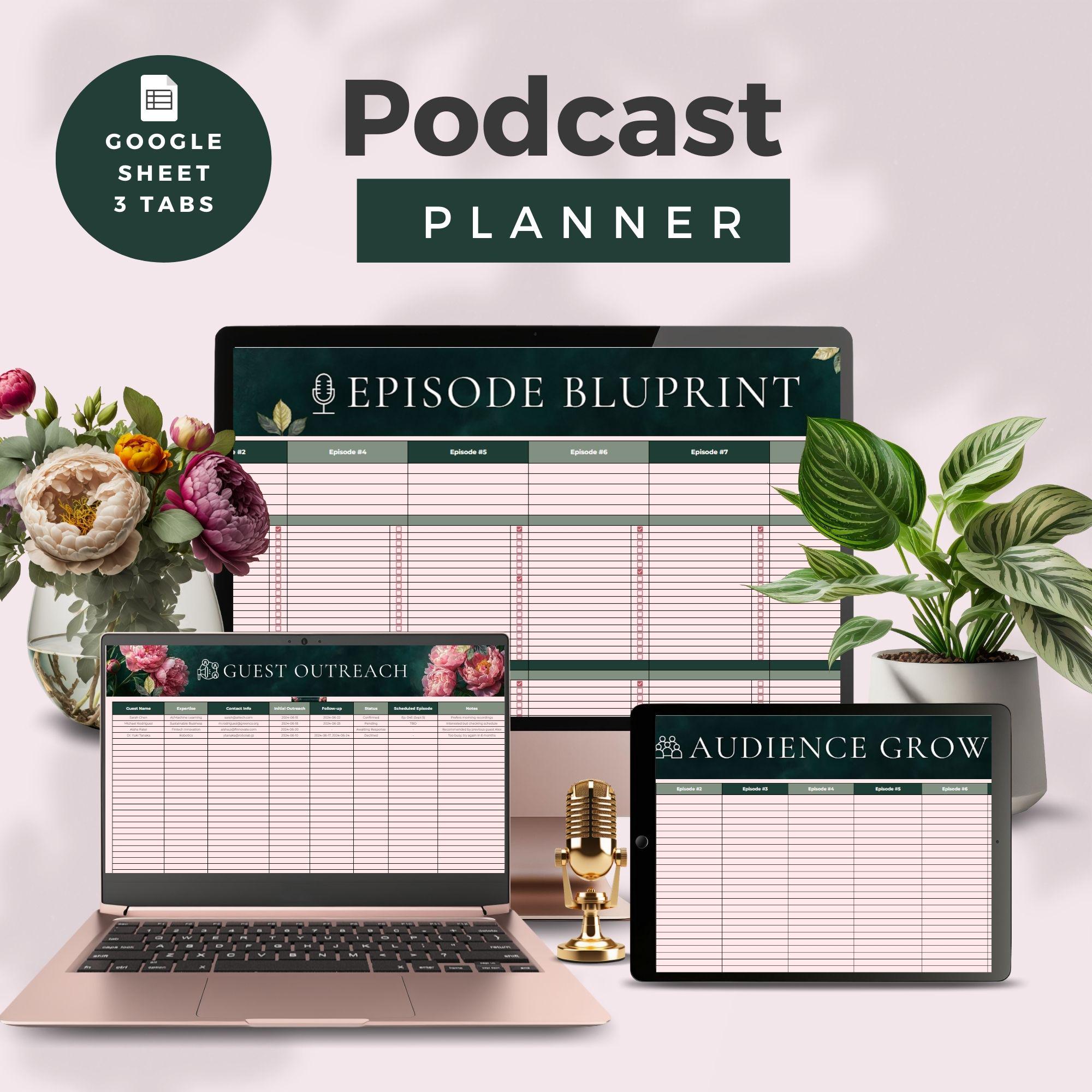 Podcast Planner Google Sheets Podcast Planner Spreadsheet Digital ...