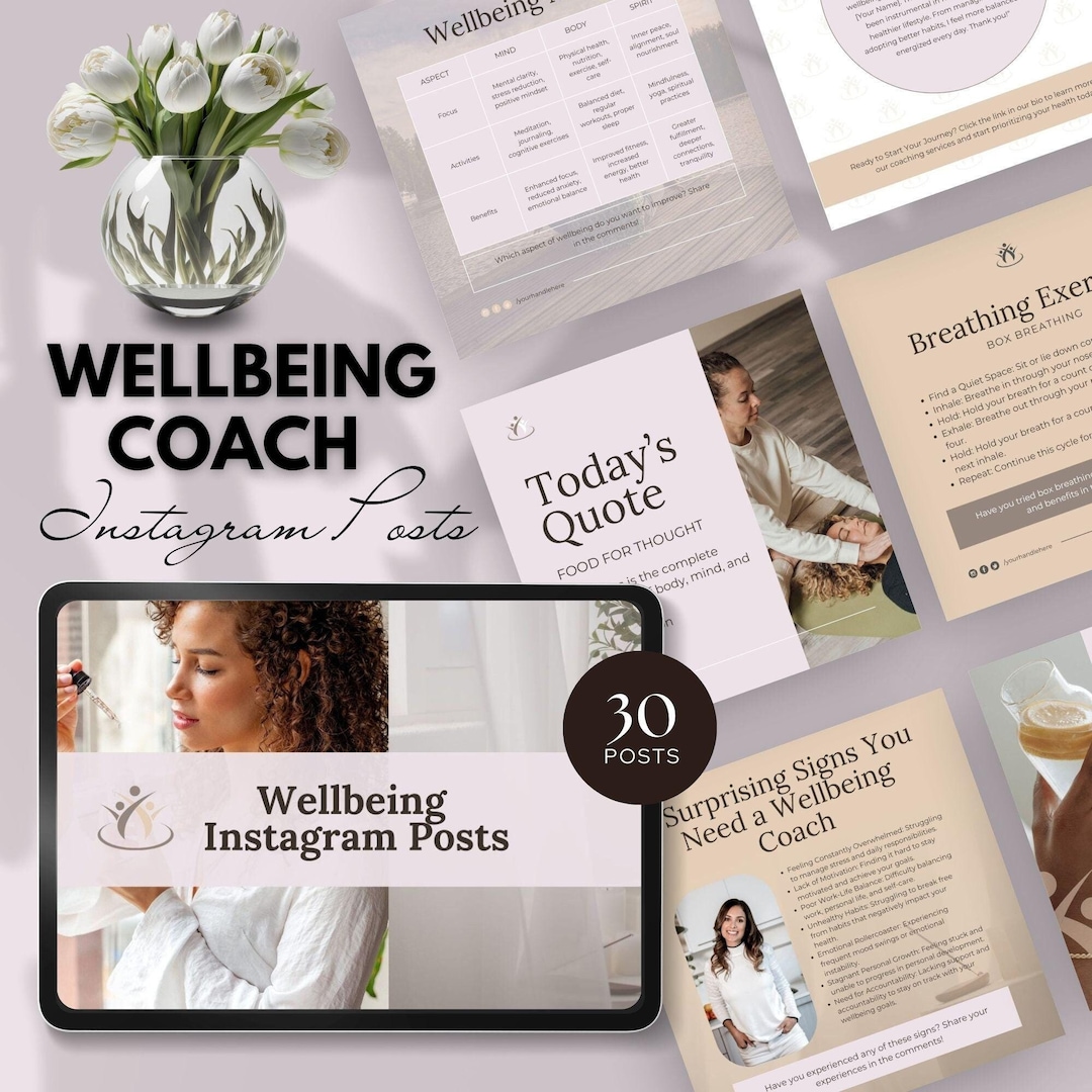 Instagram Template Bundle for Wellbeing Coaches Instagram Health and ...