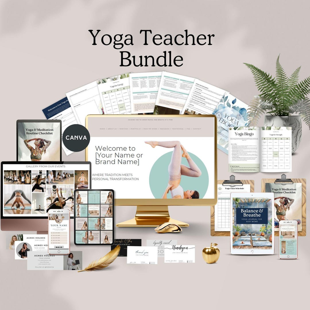 Yoga Teacher Bundle Yoga Instructor Canva Templates Yoga Coach Business ...